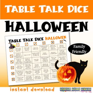 Table Talk Dice Game Icebreaker Game, Halloween Conversation Starters ...