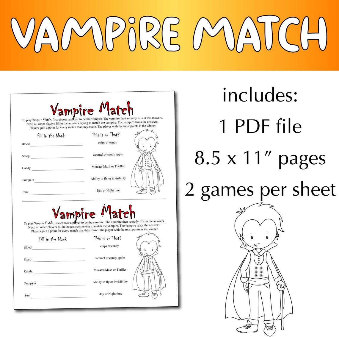 Halloween Match Games Bundle, Printable Halloween Party Games ...
