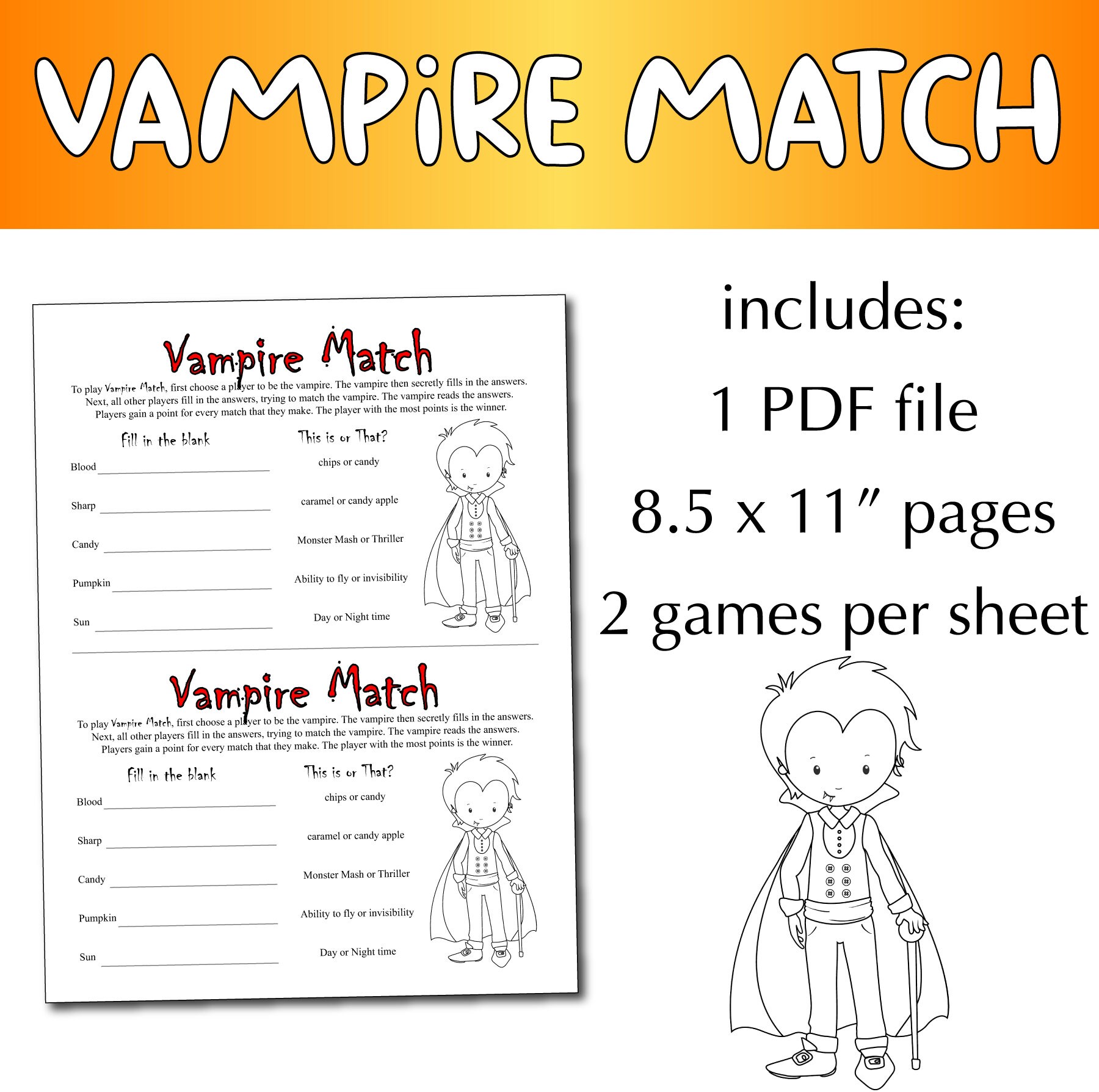 Halloween Match Games Bundle, Printable Halloween Party Games ...