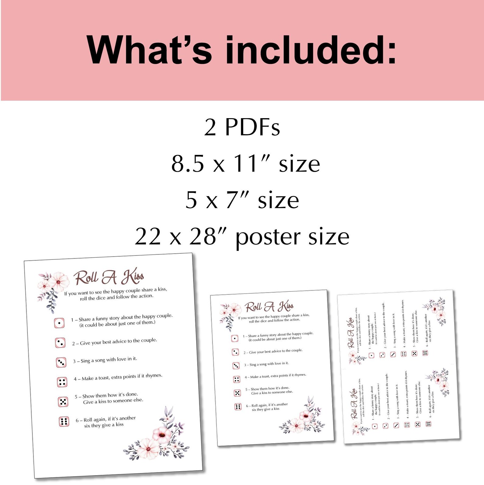 Wedding Dice Game Roll A Kiss Wedding Reception Game, Wedding Kissing ...