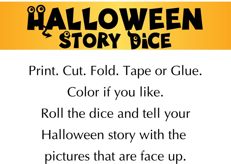 Halloween Story Cubes, Printable Halloween Story Dice, Fall Color Craft ...