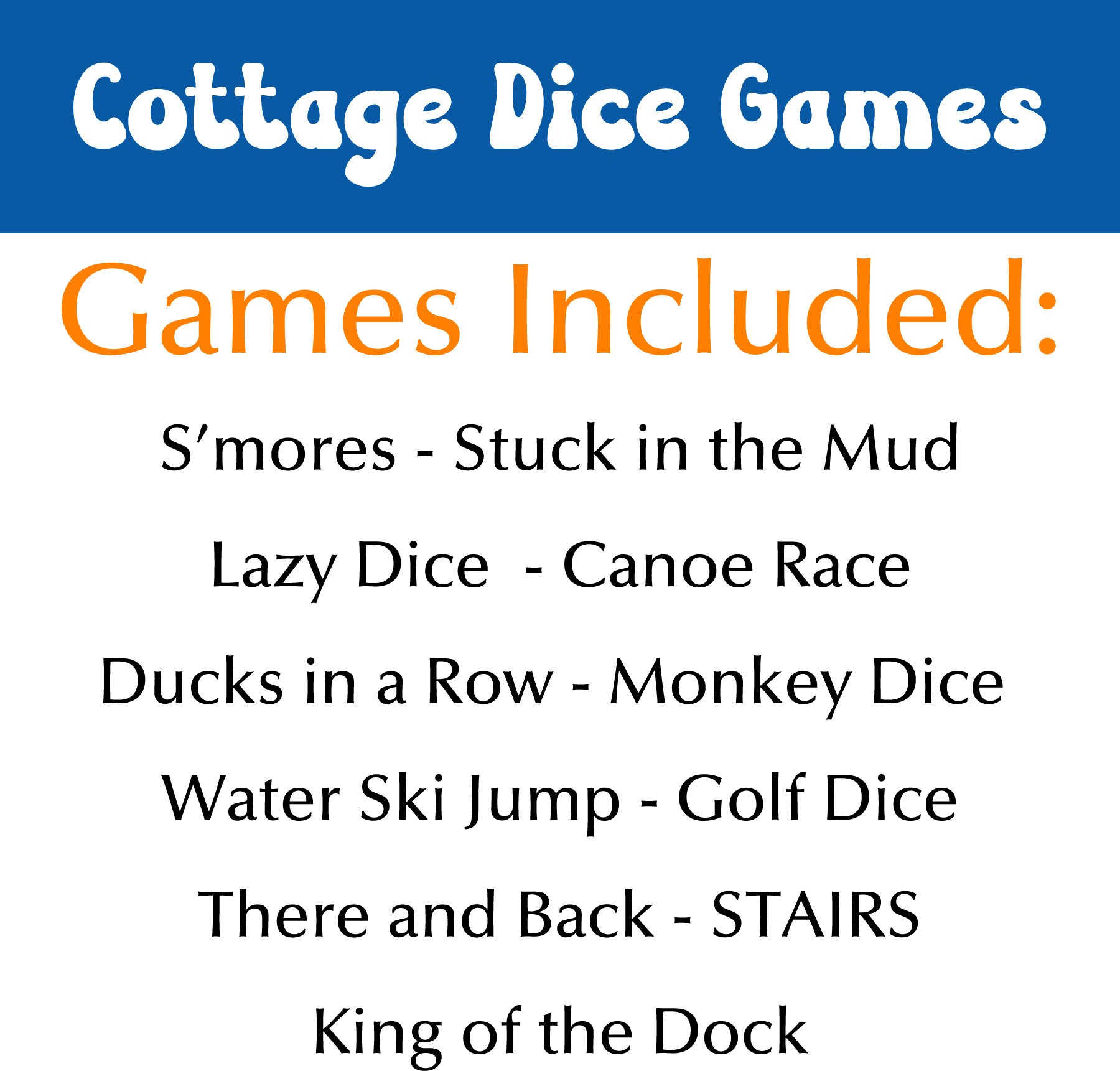 Printable Cottage Dice Games, Summer Themed Dice Games for Summer Party ...