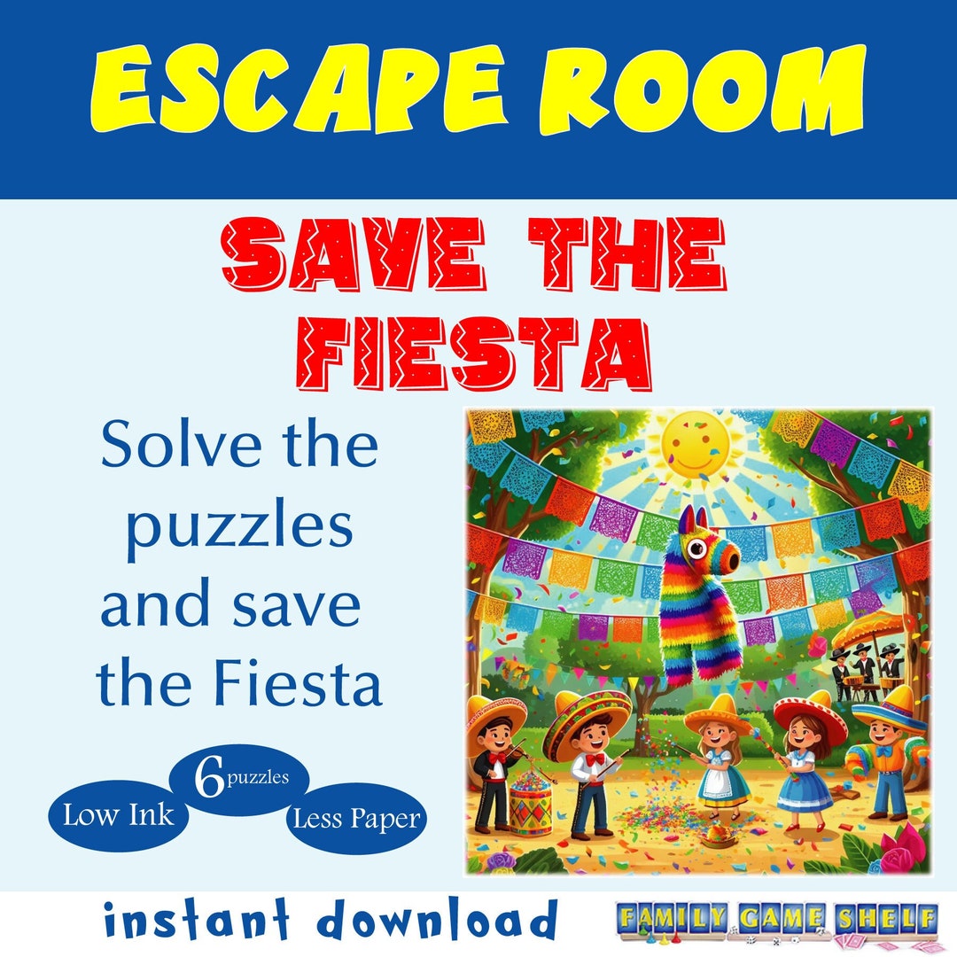 Escape Room for Kids Printable Party Game, Save the Fiesta Birthday ...