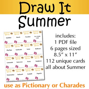 Summer Words Game, Summer Pictionary, Summer Charades, Printable Summer ...