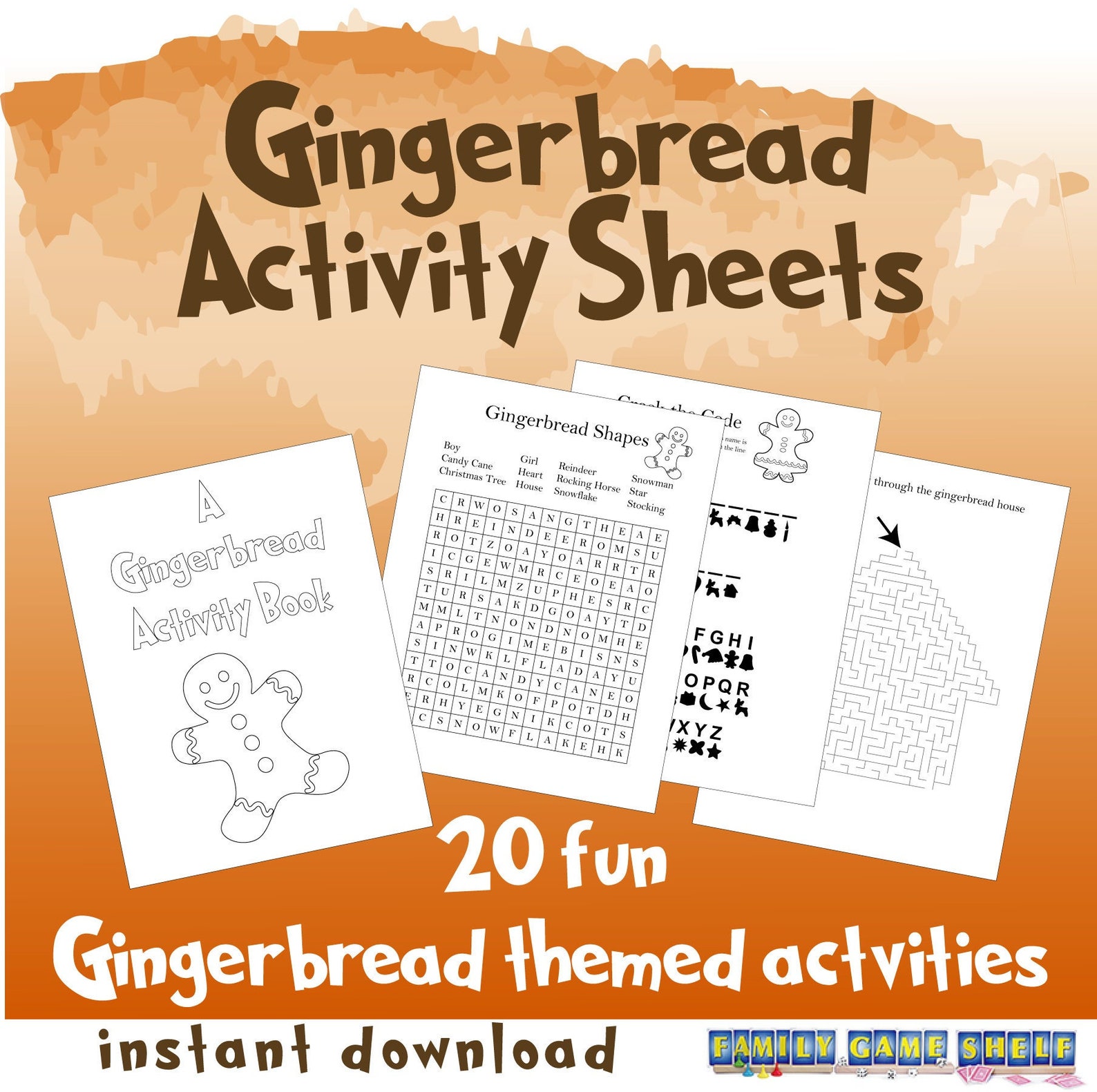 Printable Gingerbread Activity Sheets, Printable Christmas Activity ...