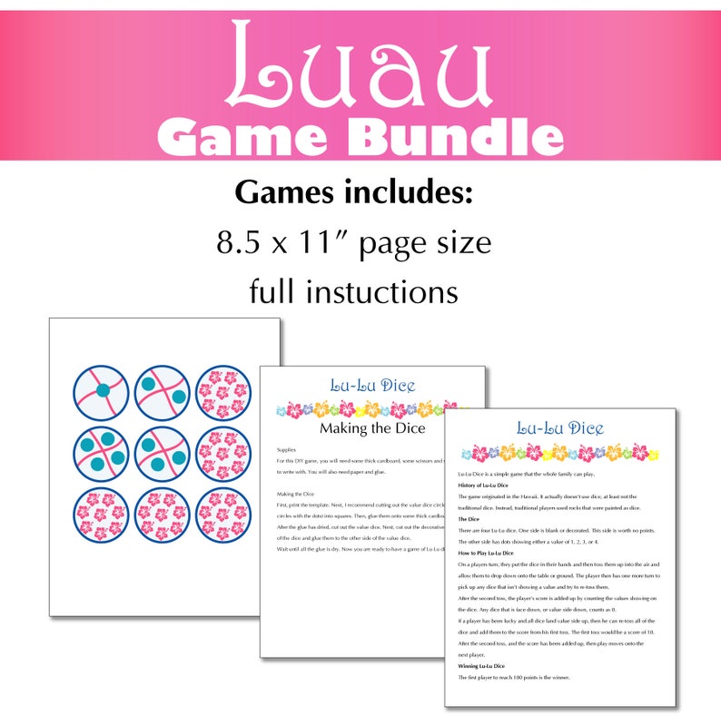 Kids Luau Party Game Bundle, Printable Luau Party Games for Kids, Luau ...