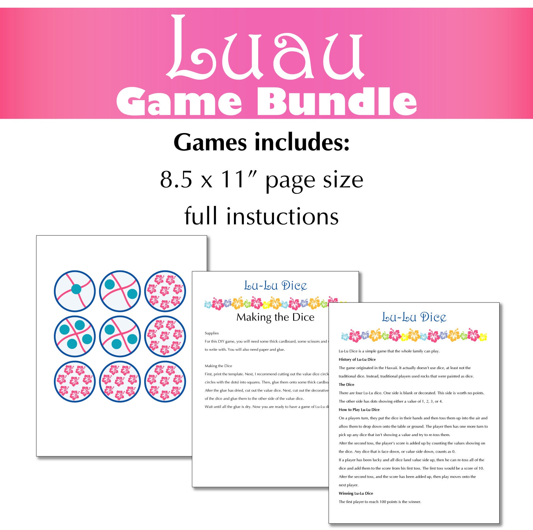 Kids Luau Party Game Bundle, Printable Luau Party Games for Kids, Luau ...