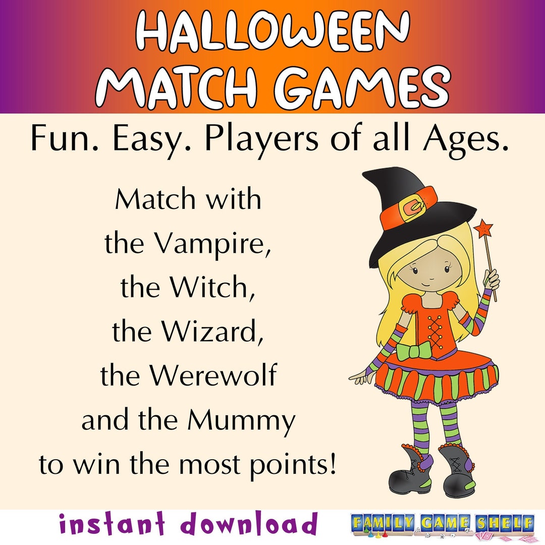 Halloween Match Games Bundle, Printable Halloween Party Games ...