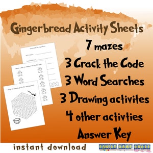 Printable Gingerbread Activity Sheets, Printable Christmas Activity ...