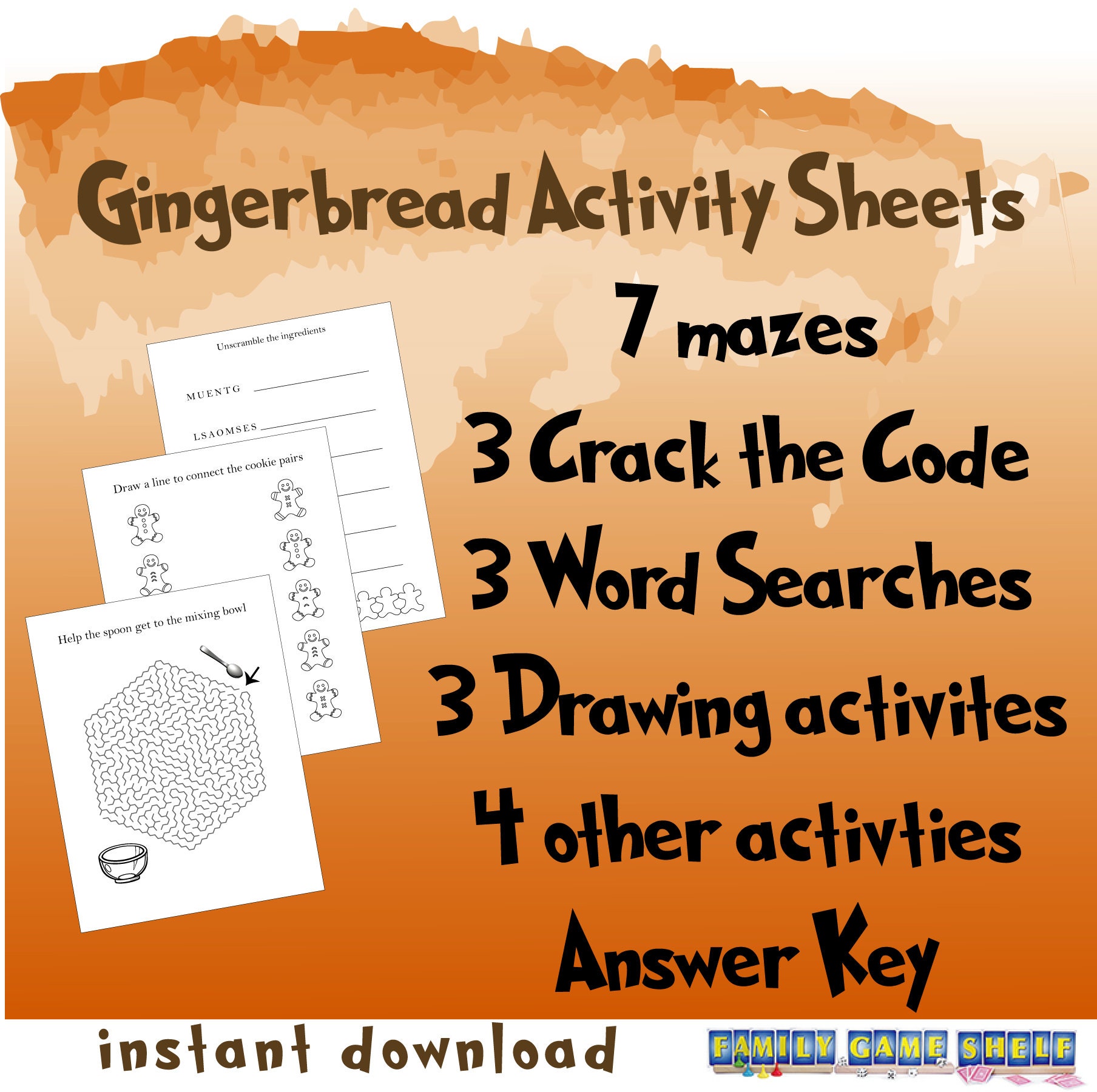 Printable Gingerbread Activity Sheets, Printable Christmas Activity ...