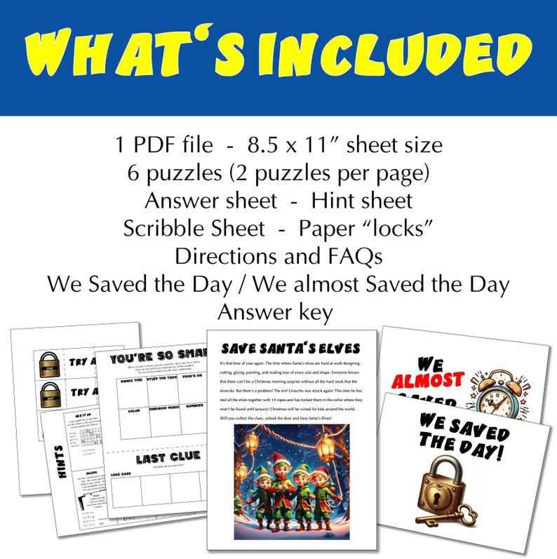 Elf Escape Room Printable Save the Christmas Elves Escape Room Kit for ...