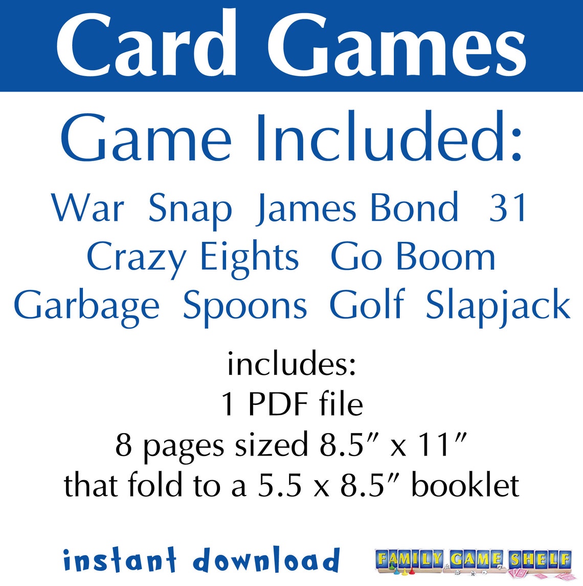 Printable Card Games Booklet, Printable Card Games Rules, Printable ...