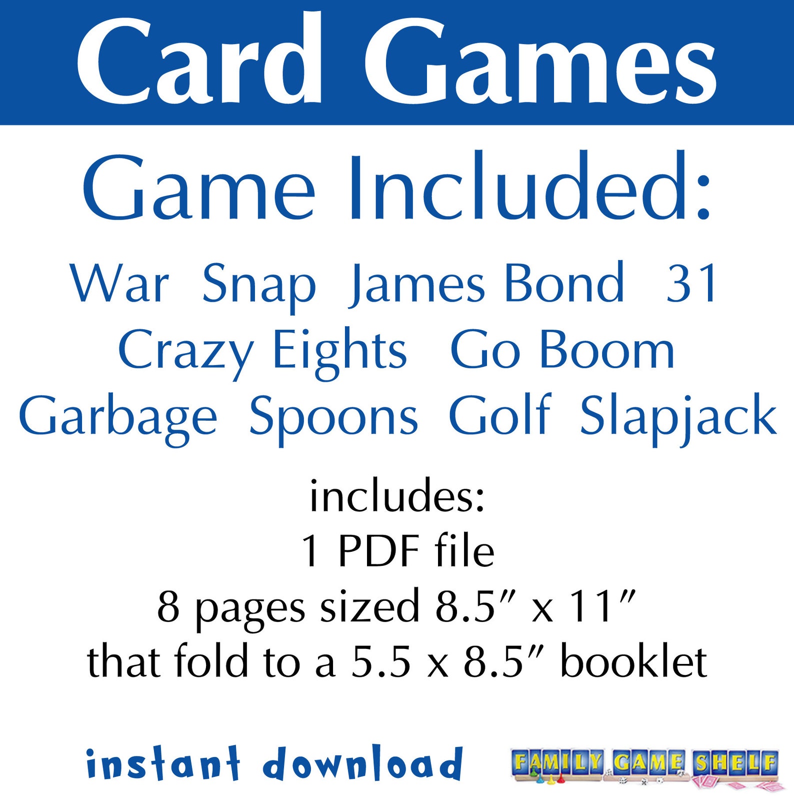 Printable Card Games Booklet, Printable Card Games Rules, Printable ...