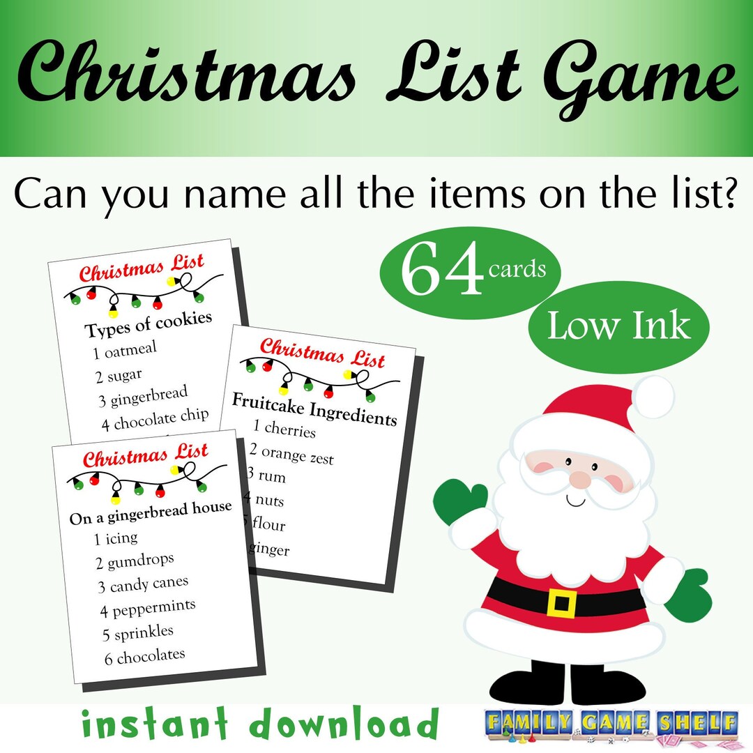 Printable Christmas List Word Game / Christmas Outburst Game / - Etsy