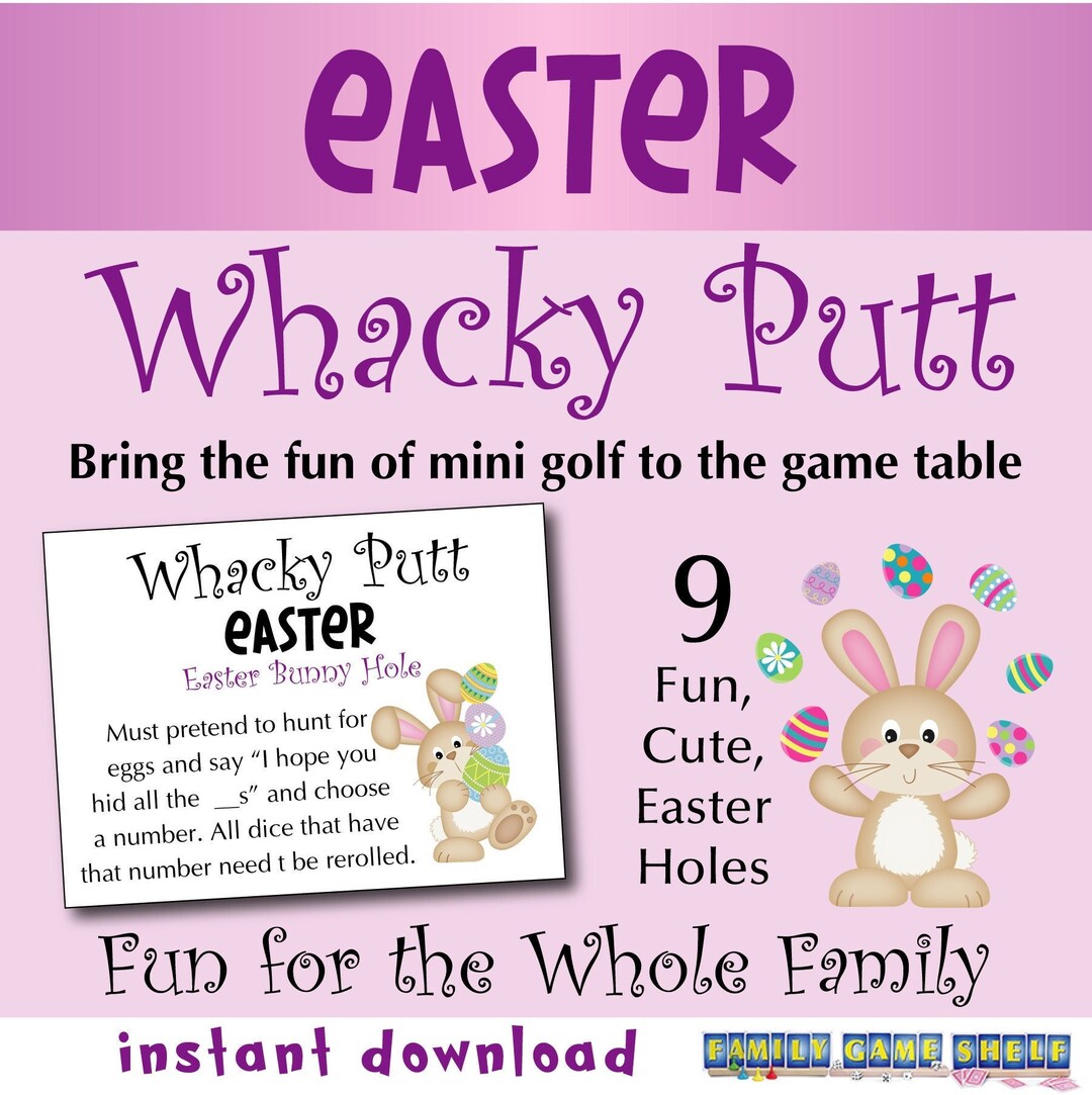 Printable Whacky Putt Easter Mini Golf Dice Game, Printable Dice Game ...