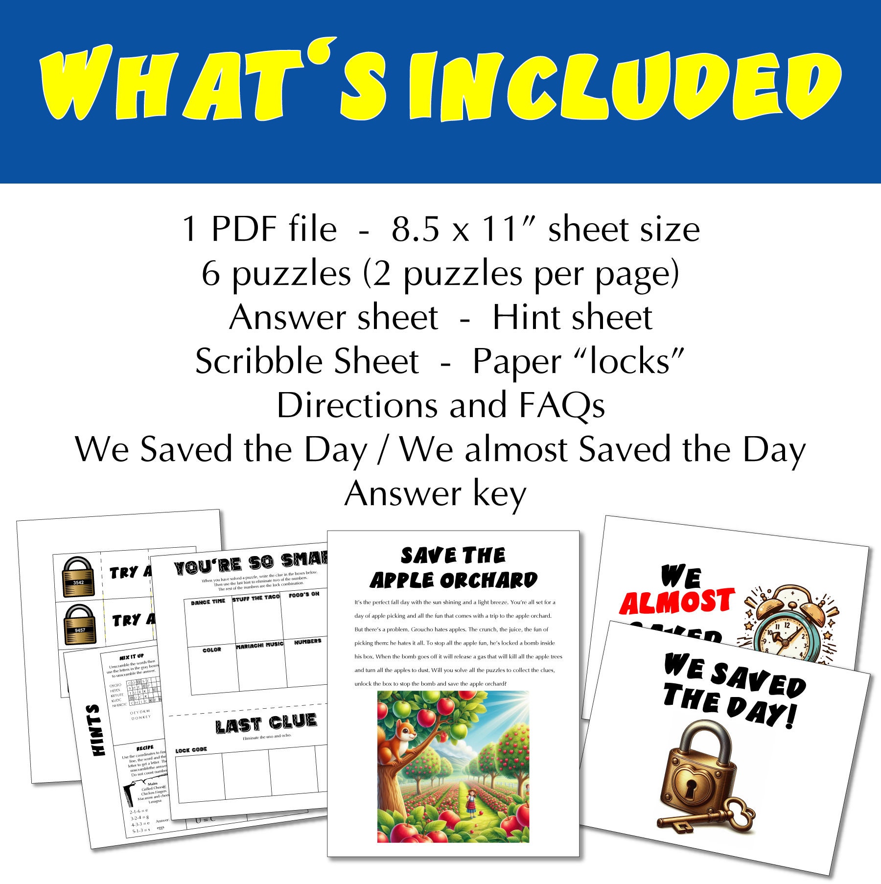Printable Escape Room for Kids Party Game, Save the Apple Orchard ...