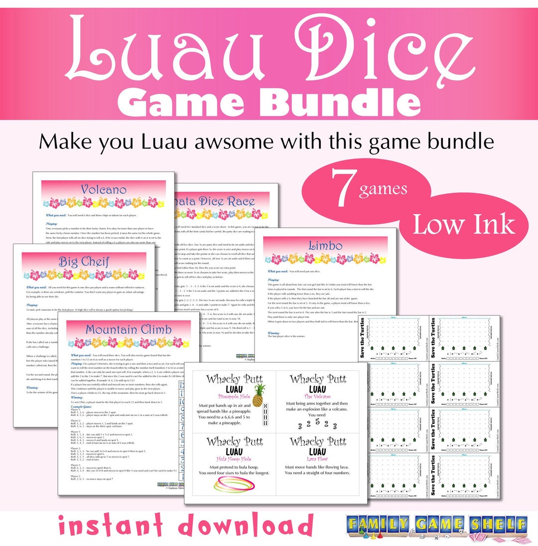 Luau Dice Game Printable Dice Game Rules, Hawaiian Party Games, Luau ...