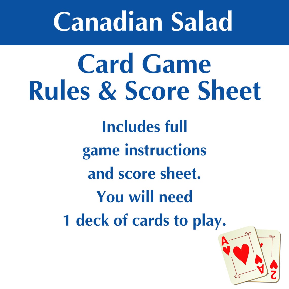 Printable Canadian Salad Card Game Rules and Score Sheet, Fruit Salad ...