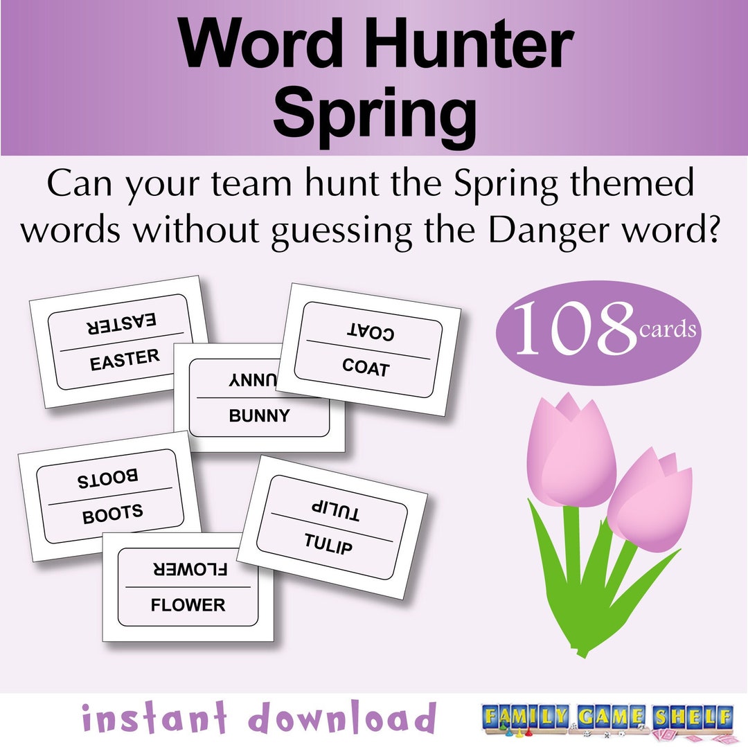 Printable Spring Word Hunter Game, Spring Family Board Game for Game ...