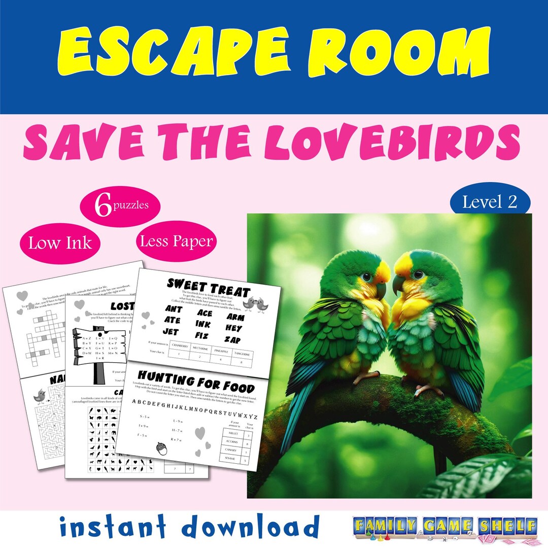 Lovebirds Escape Room Printable Save the Lovebirds Escape Room Kit for ...
