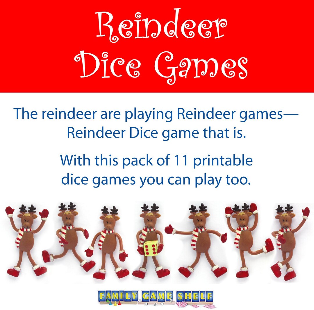 Reindeer Dice Games Printable Game for Family Game Night and Christmas ...