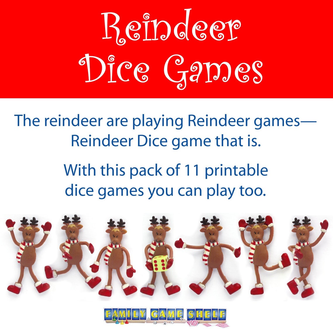 Reindeer Dice Games Printable Game for Family Game Night and Christmas ...