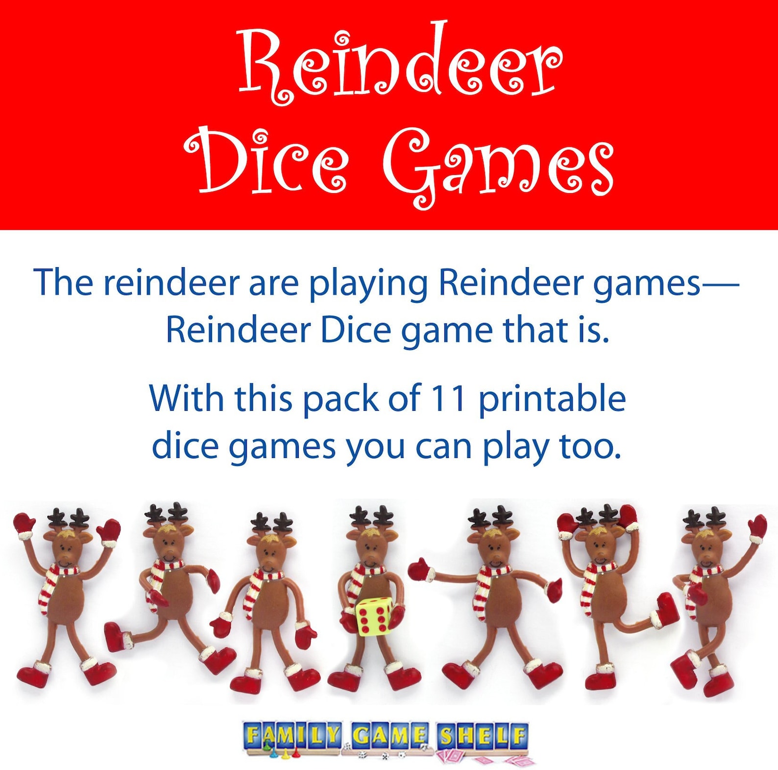 Reindeer Dice Games Printable Game for Family Game Night and Christmas ...