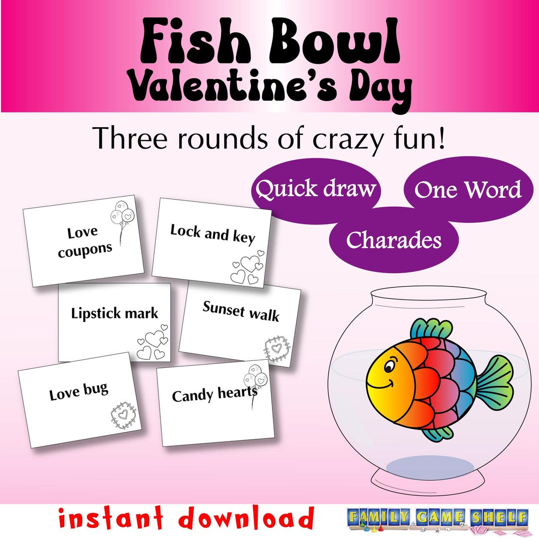 Printable Valentine's Day Fish Bowl Party Game, Adult Game, Family Game ...