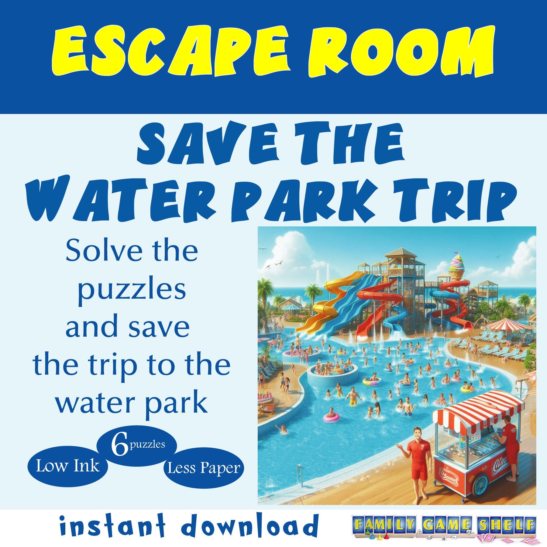 Escape Room for Kids Printable Party Game, Save the Water Park Trip ...