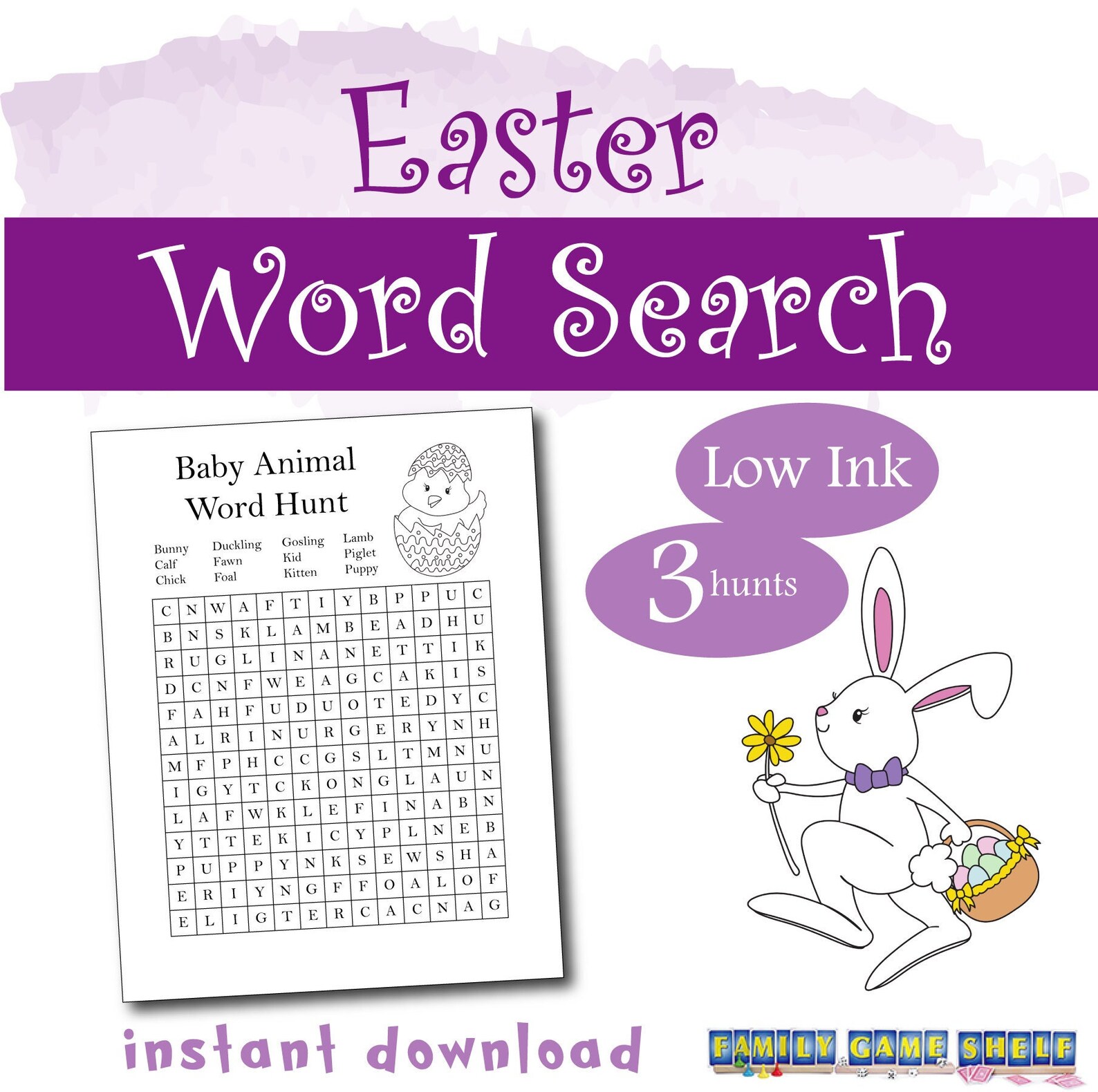 Printable Easter Word Search Puzzles - Etsy