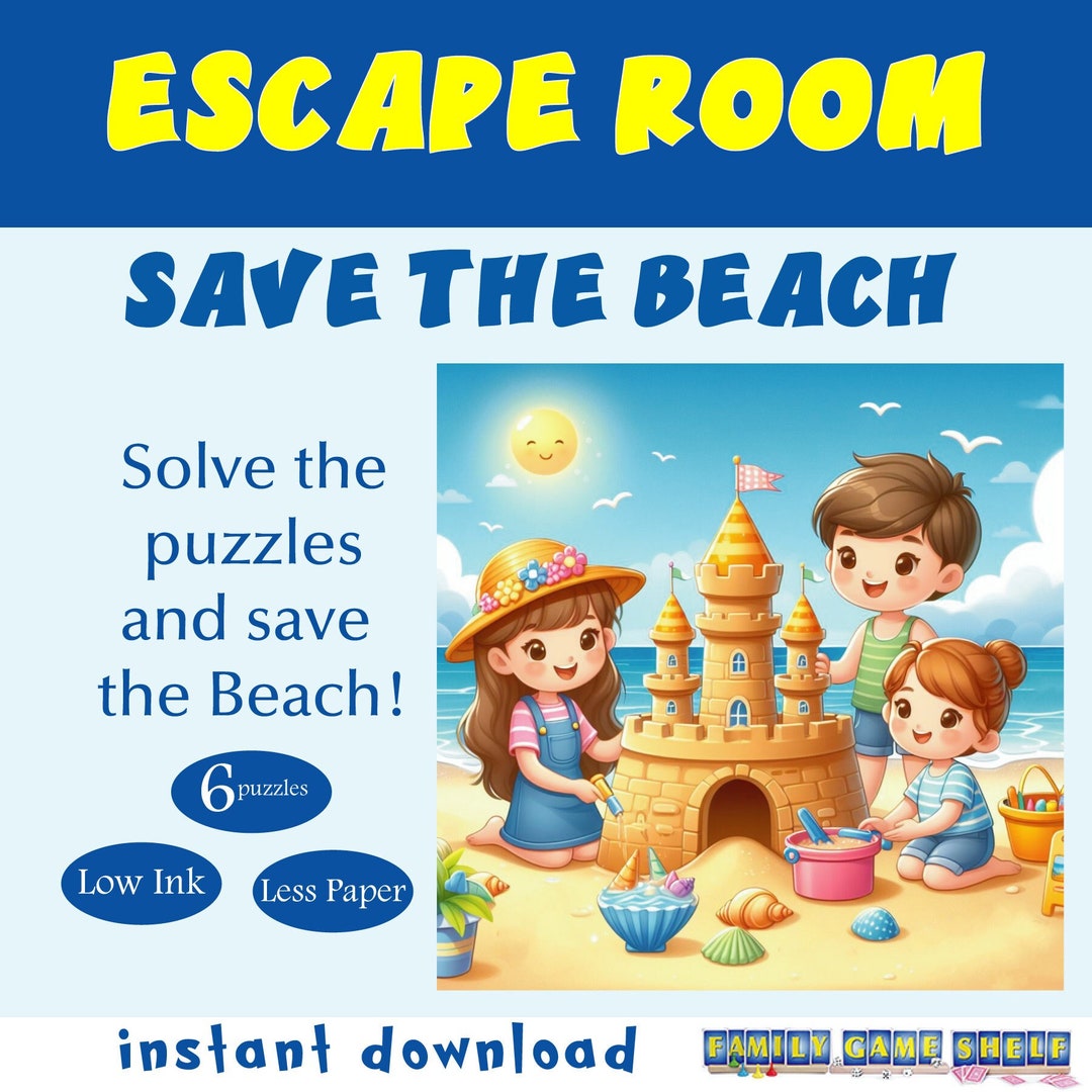 Escape Room for Kids Party Game, Save the Beach, Escape Room Kit for ...