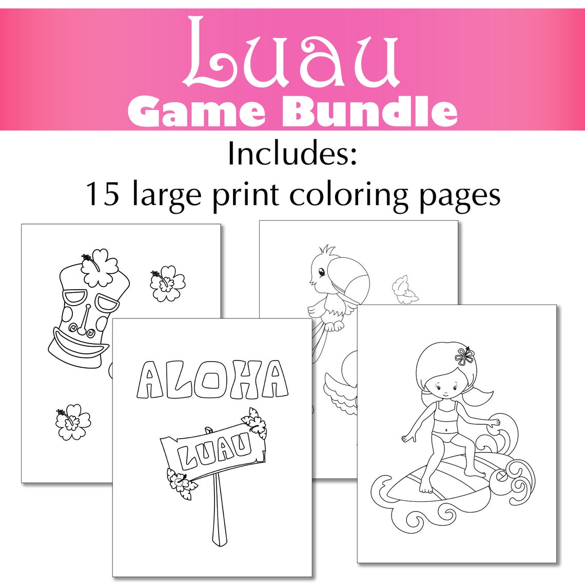 Kids Luau Party Game Bundle, Printable Luau Party Games for Kids, Luau ...