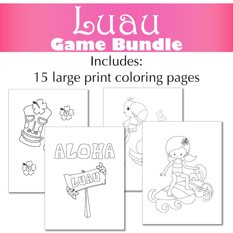 Kids Luau Party Game Bundle, Printable Luau Party Games for Kids, Luau ...
