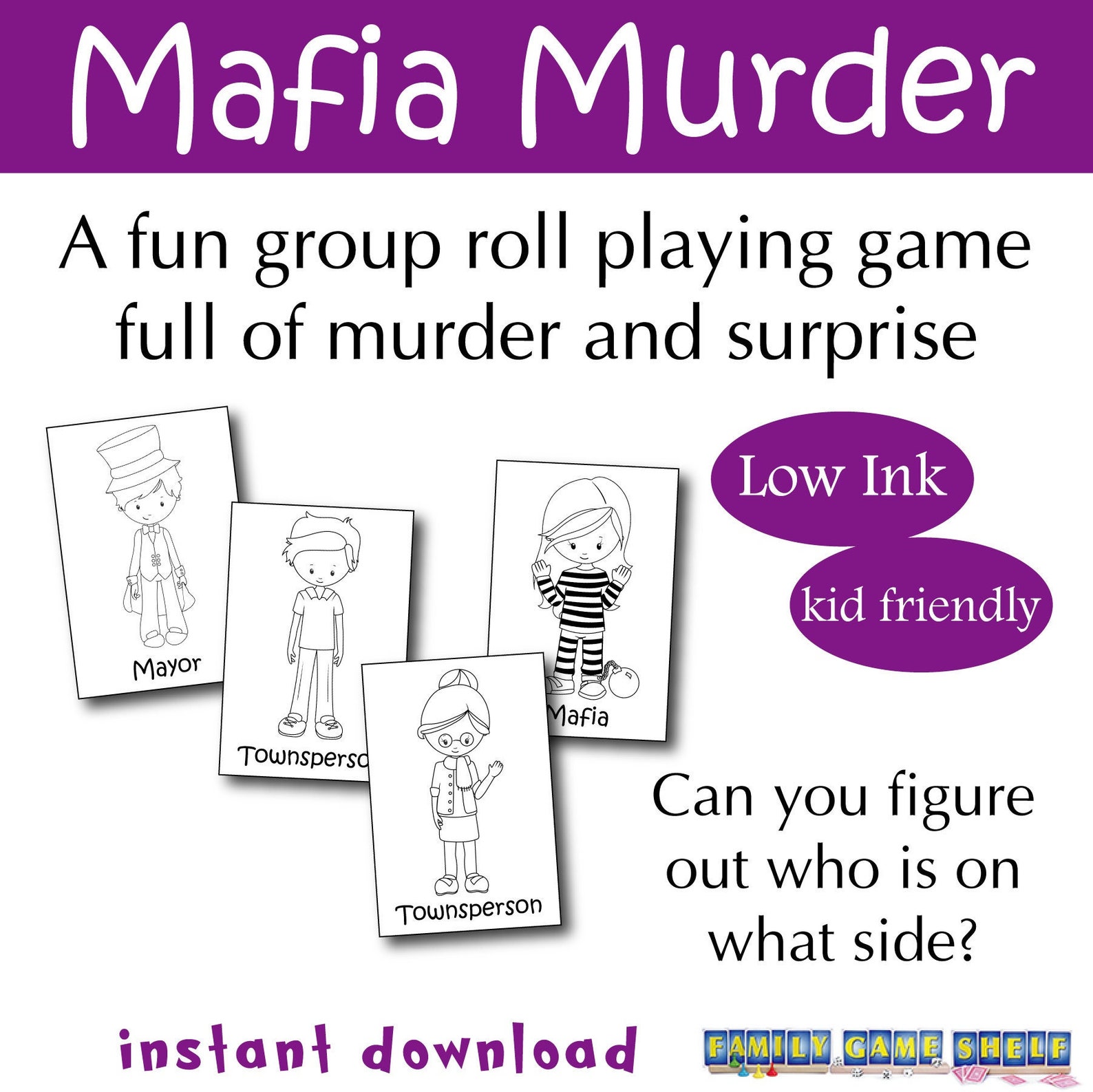 Printable Mafia Murder Game, Murder Mystery Game for Family Game Night ...