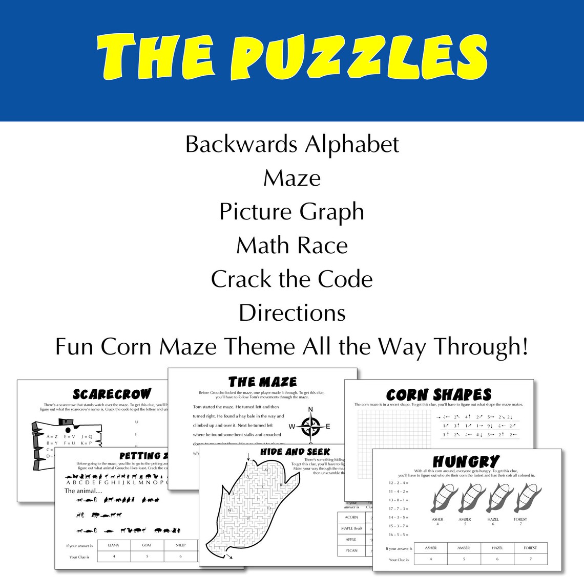 Printable Escape Room for Kids Party Game, Save the Corn Maze, Escape ...