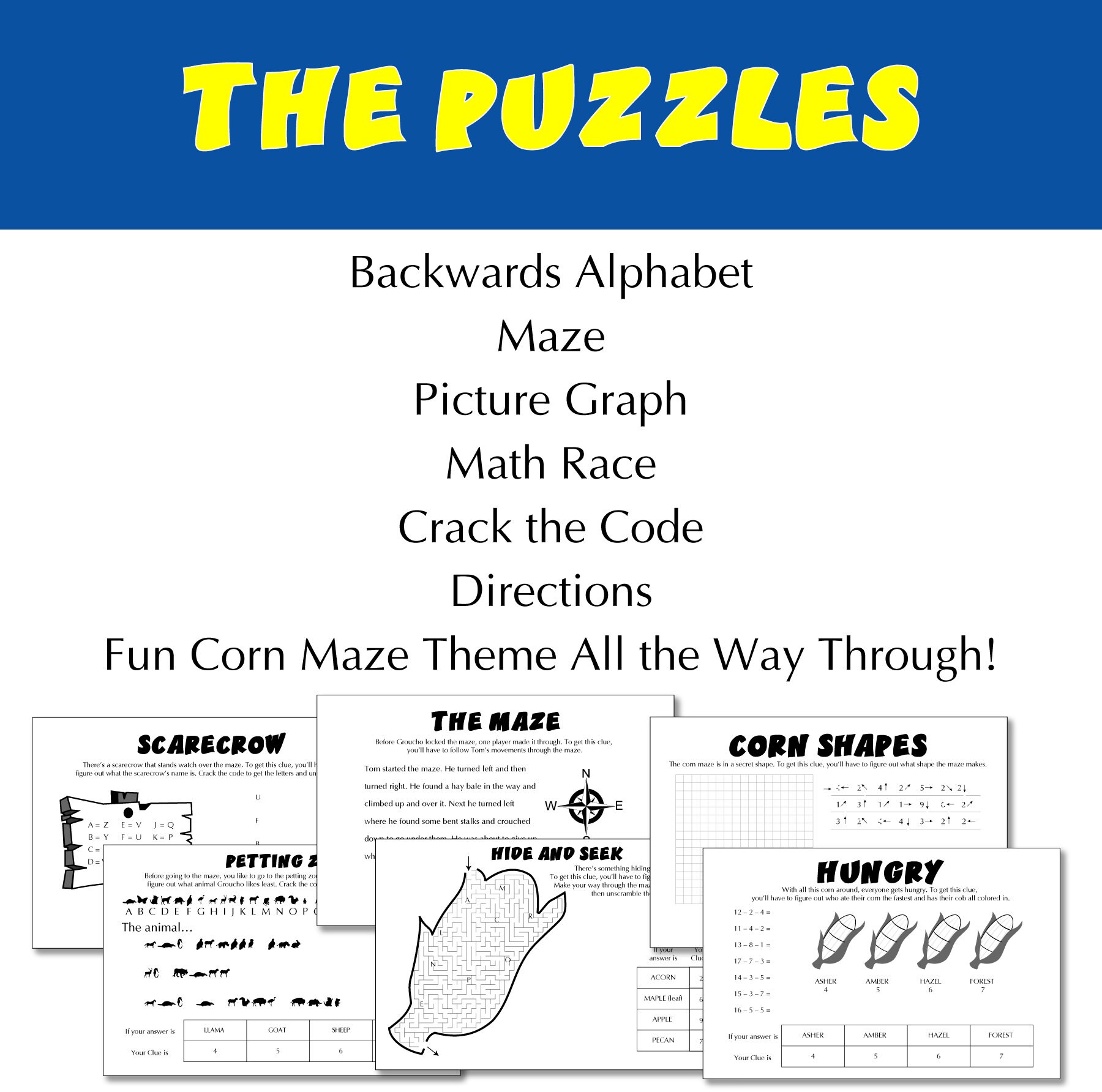 Printable Escape Room for Kids Party Game, Save the Corn Maze, Escape ...