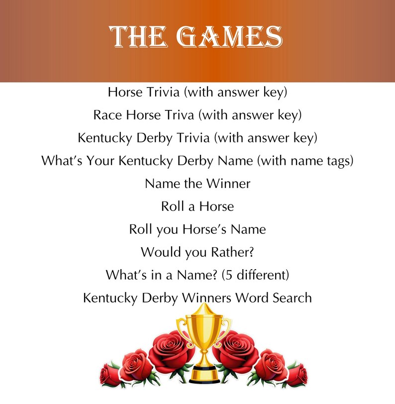 Kentucky Derby Party Games Bundle Printable, Race Horse Activities - Etsy