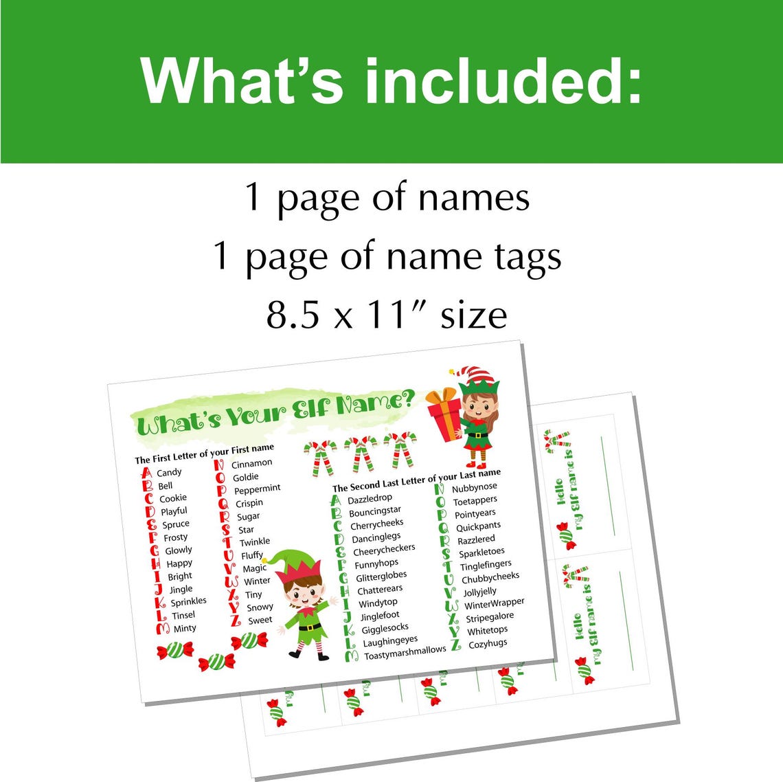 Elf Name Generator, What's Your Elf Name Christmas Party Game Printable ...