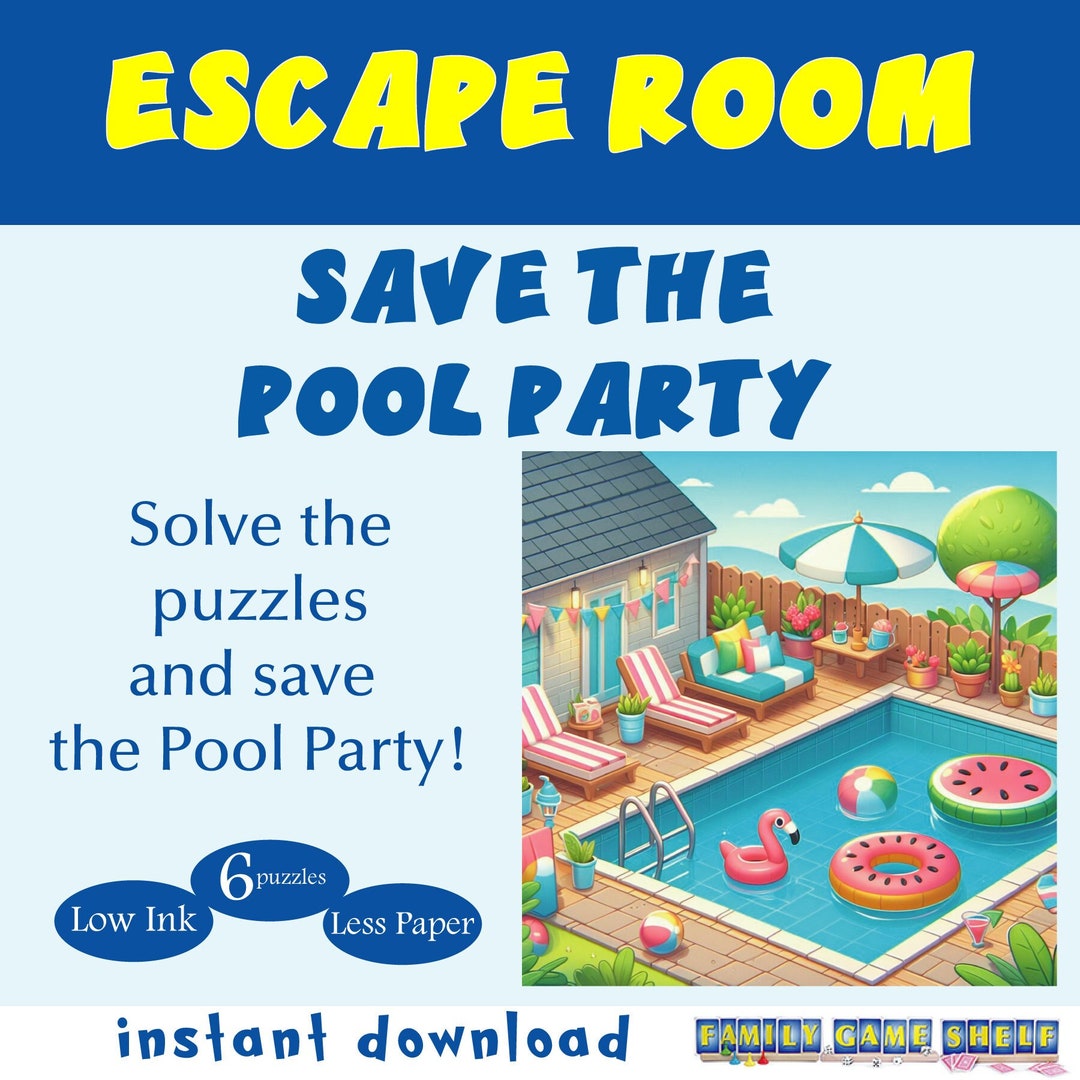 Escape Room for Kids Party Game, Save the Pool Party, Escape Room Kit ...