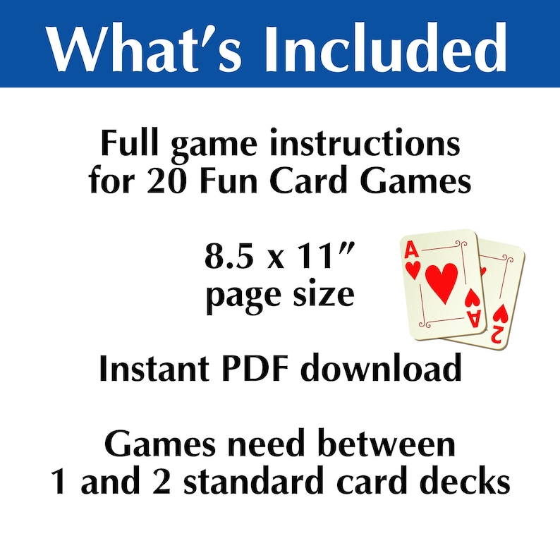 Printable Card Game Rules and Instructions for 20 Fun Card Games for ...
