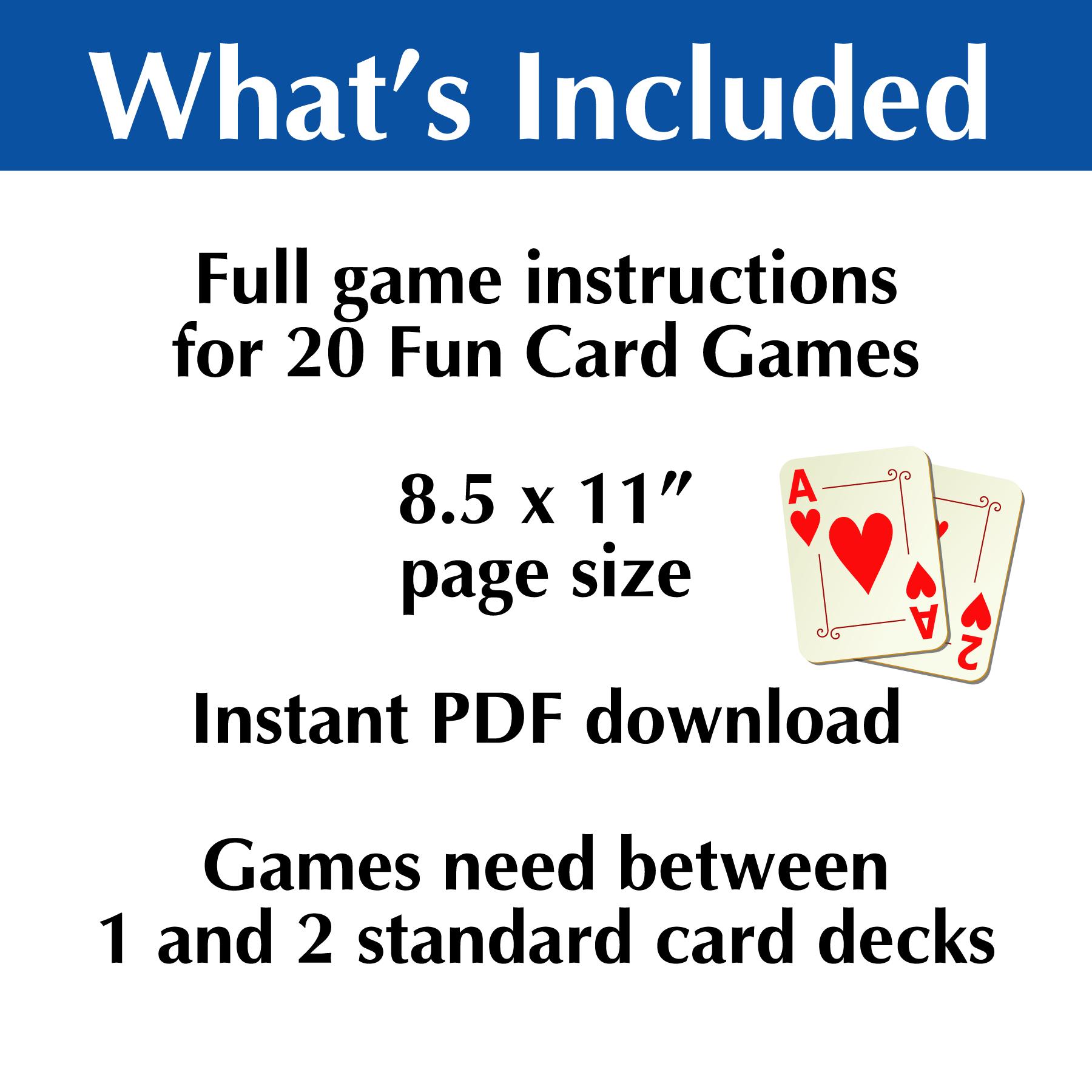 Printable Card Game Rules and Instructions for 20 Fun Card Games for ...