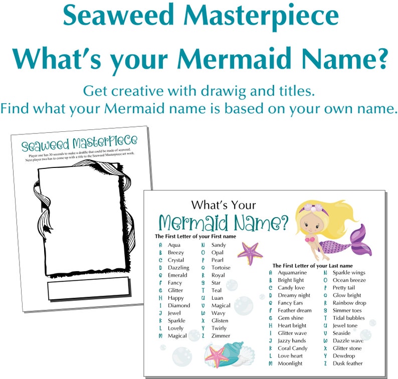 Mermaid Game Bundle, Printable Mermaid Games, Mermaid Printable, Under ...