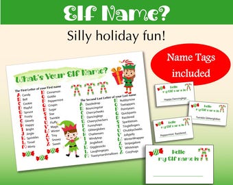 Elf Name Generator, What's Your Elf Name Christmas Party Game Printable ...
