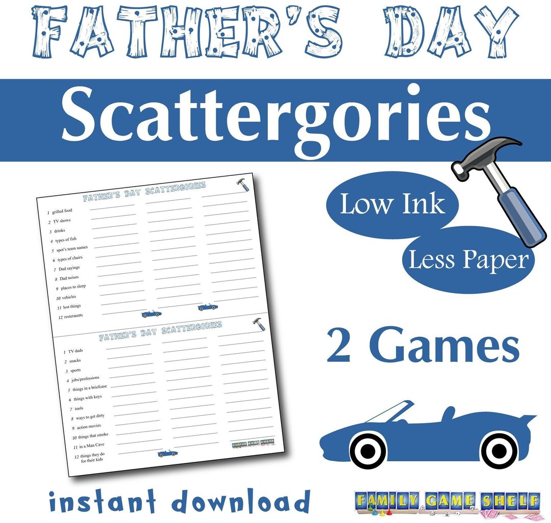 Printable Father's Day Scattergories Party Game, Dads Day Party Game ...