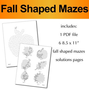 Printable Fall Themed Shape Mazes, Printable Fall Activity Sheets, Fall ...