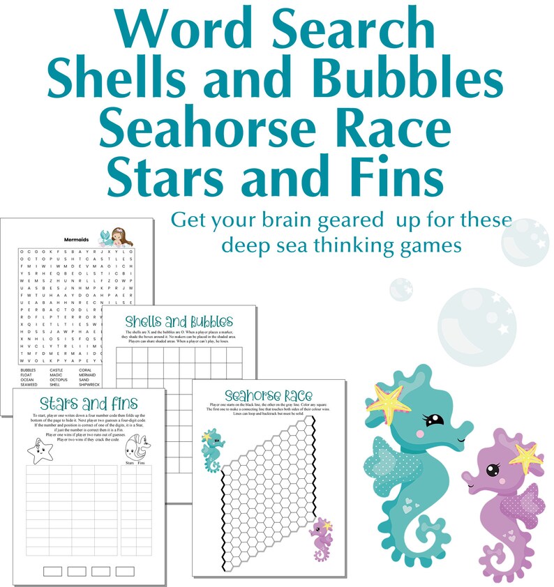 Mermaid Game Bundle, Printable Mermaid Games, Mermaid Printable, Under ...