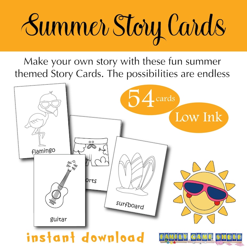 Printable Summer Story Cards, Summer Game, Printable Summer Game ...