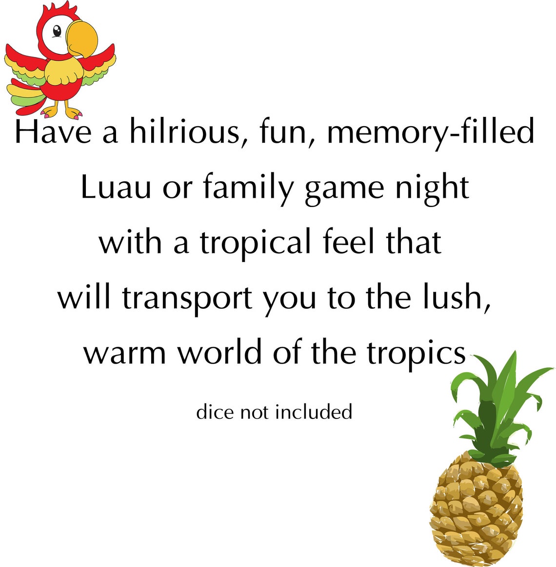 Printable Luau Pictionary or Charades Cards for Family Game Night Luau ...
