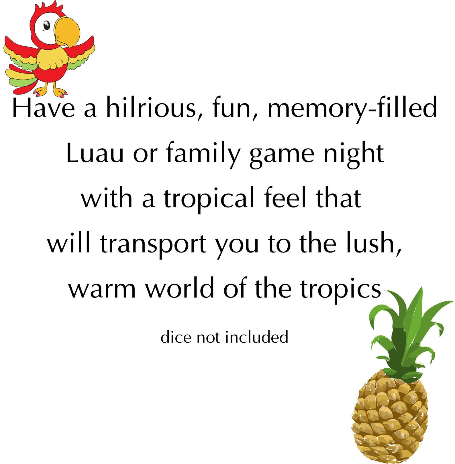 Printable Luau Pictionary or Charades Cards for Family Game Night Luau ...