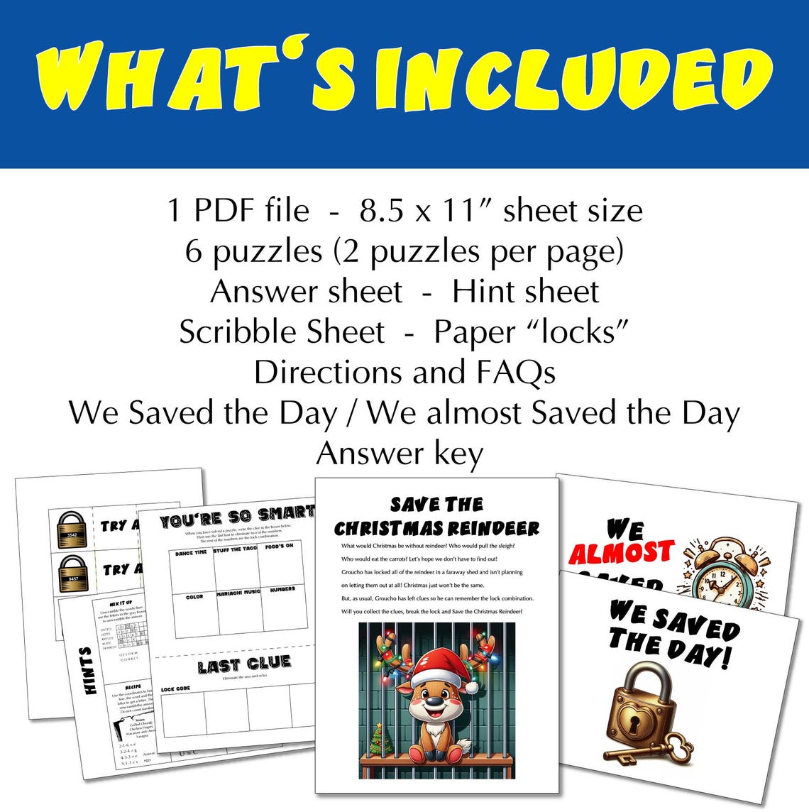 Printable Escape Room Save the Reindeer Escape Room Kit for Kids ...